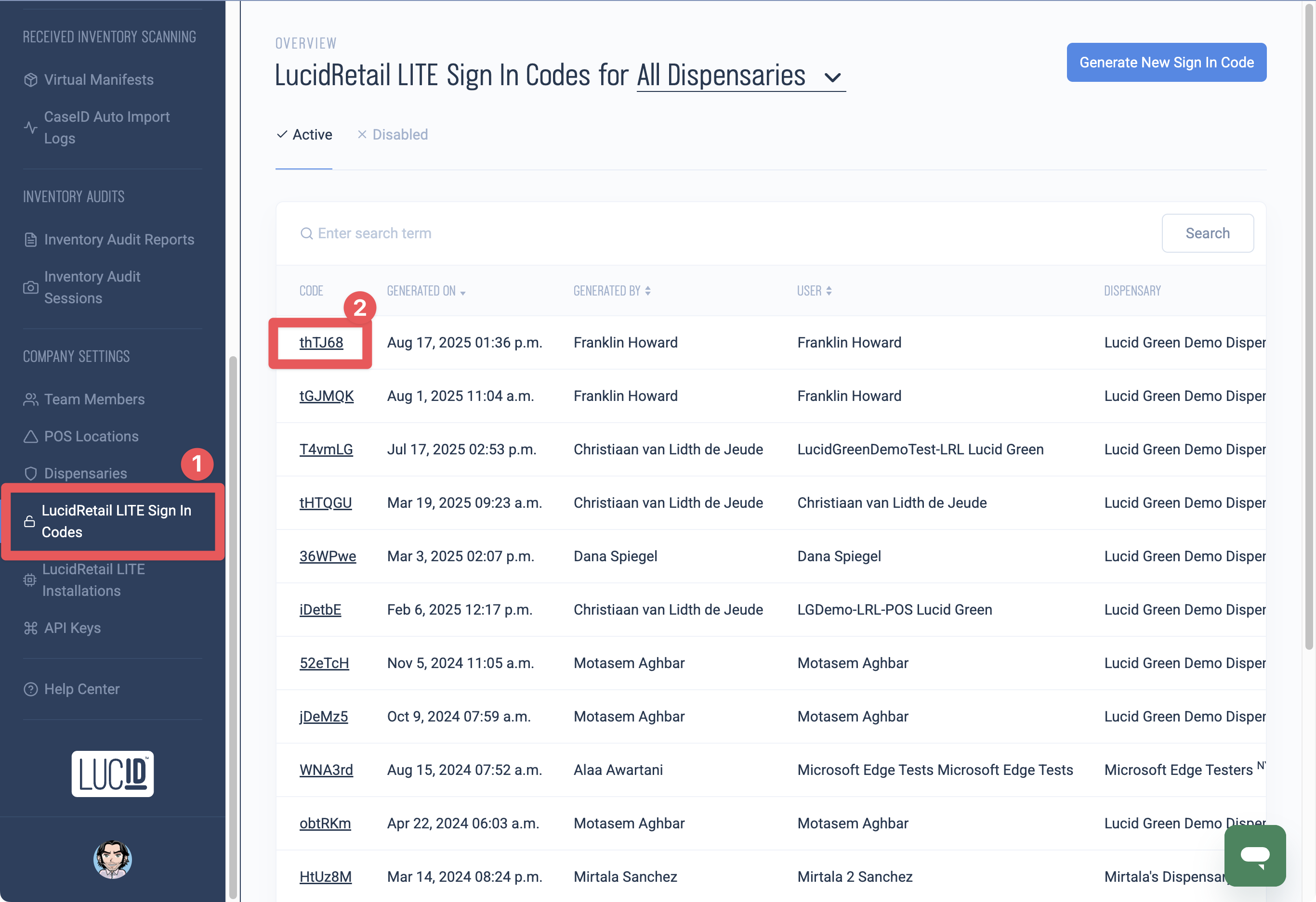 Finding and Creating Sign-in Codes for LucidRetail LITE – Lucid Green