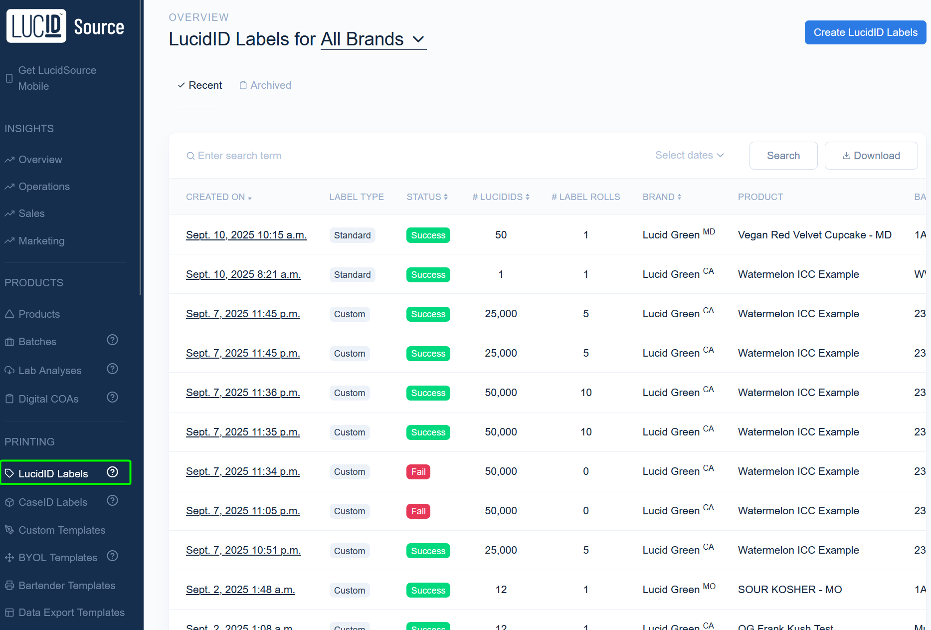 Label Printing from LucidSource – Lucid Green